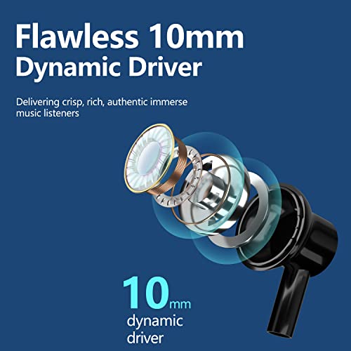 USB C Headphones for iPhone 15, YUANBAI USB C Earbuds with Microphone Noise Isolation Stereo Wired Semi in-Ear Earphones for Samsung Z Fold3 5G S21 S22 Ultra S20 FE OnePlus 9 Google Pixel 6 iPad Pro
