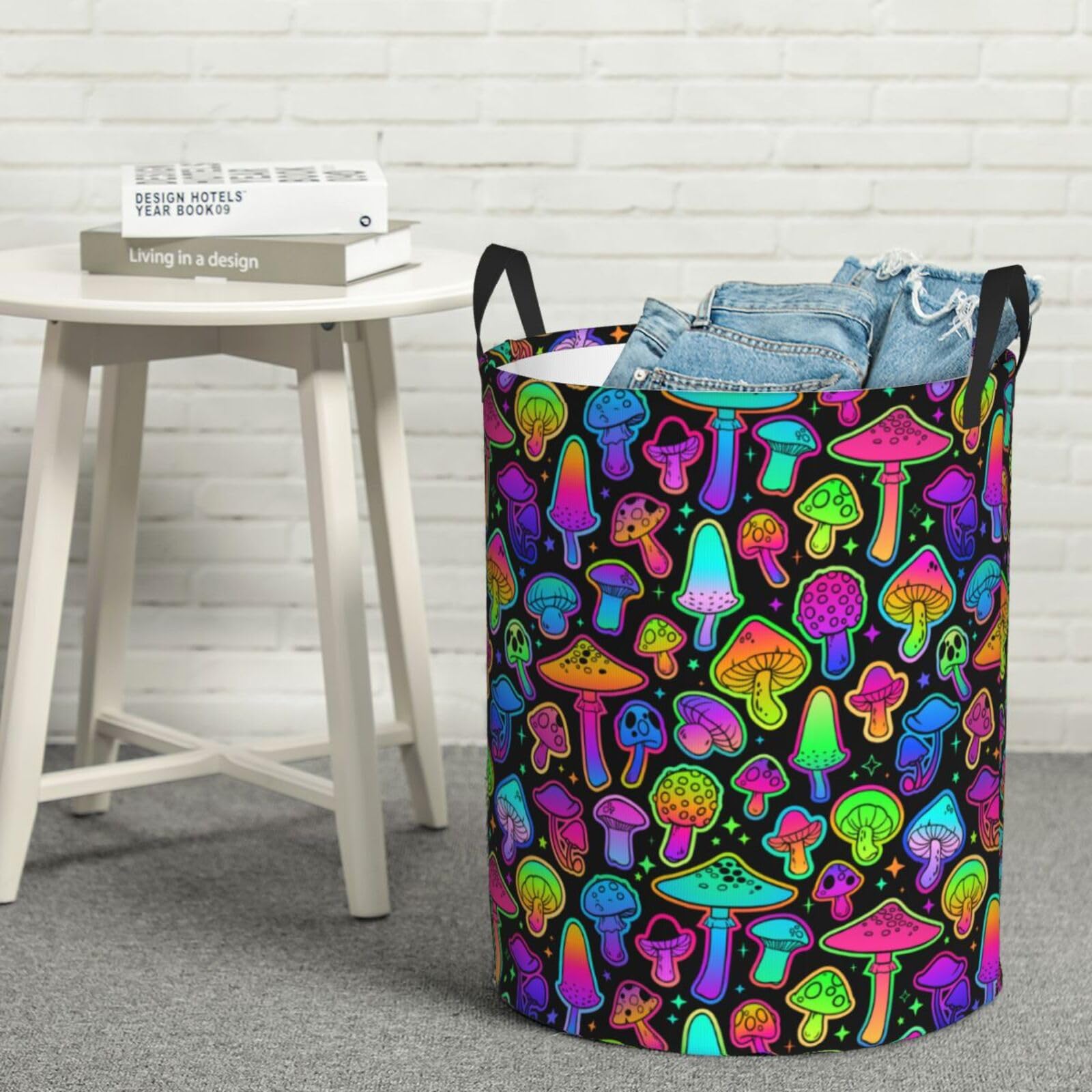 Xioaidjaa Laundry Basket Sychedelic Mushrooms Collapsible Laundry Baskets Lightweight Waterproof Clothes Basket Kitchen Living Room Bathroom Laundry Hamper Clothes Book Sundries Storage Basket