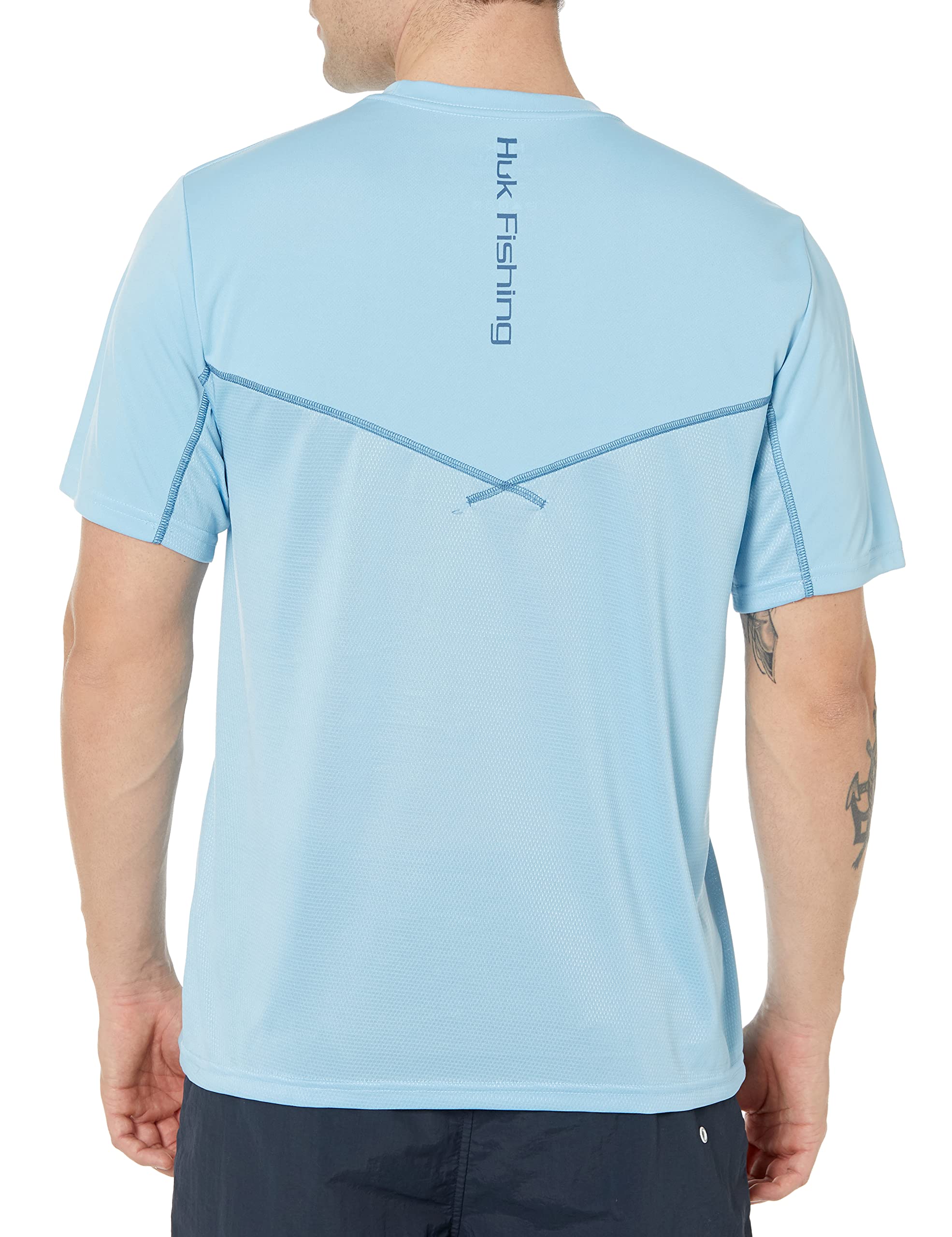 HUK Men's Icon X Short Sleeve Fishing Shirt with Sun Protection, Lichen, Medium