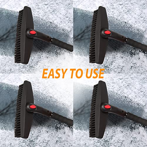 Zone Tech Snow Shovel Brush Kit 3-in-1 Replaceable Heads and Ice Scraper - Portable Snow Removal Shovel, Ice Scraper Emergency Collapsible Design, Easy Assemble and Use