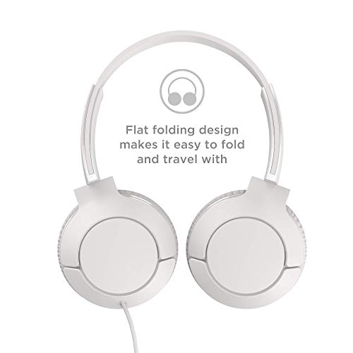TCL Mtro200 On-Ear Wired Headphones Super Light Weight Headphones with 32mm Drivers for Huge Bass and Built-In Mic โ Ash White