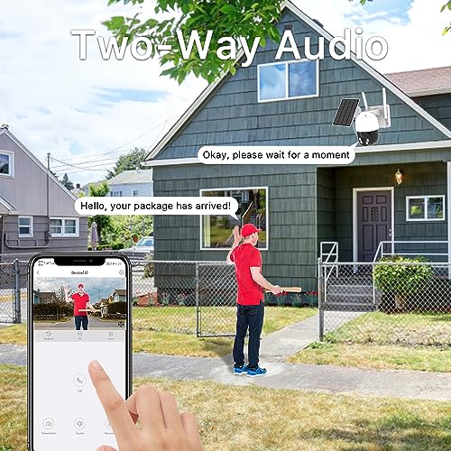 Solar Security Camera Wireless Outdoor, Pan Tilt Solar Powered Home Security Outdoor Camera with 2K Night Vision, PIR Motion Sensor, 2-Way Audio, On Site Siren, Cloud & SD Card Storage