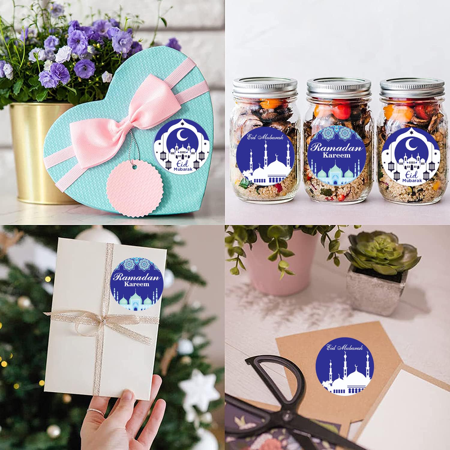 Ramadan Mubarak Stickers 400 PCS Eid Mubarak Stickers 2 inch Ramadan Kareem and Eid Mubarak Labels Eid Mubarak Gift Tag Stickers for Kids Eid Party