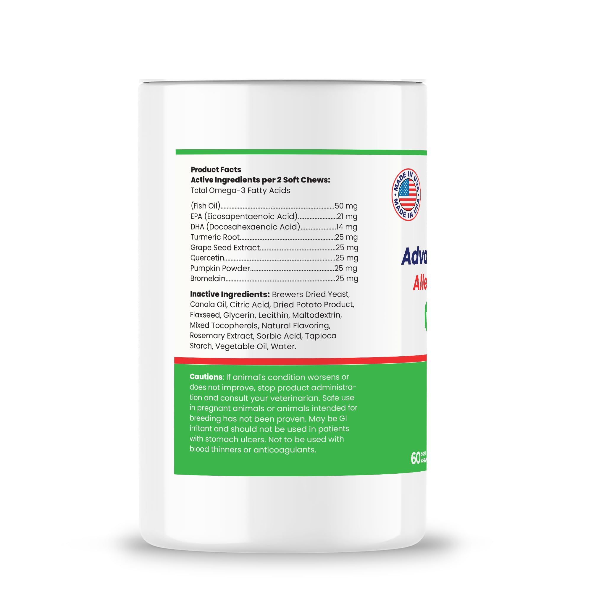 Sparktek Allergy Soft Chews Supports Dog Seasonal Allergies-Hot Spots-Itch Relief - Enhanced with Omega-3 Fatty acids,Tumeric Root,Grape Seed Extract,Quercetin,Pumkin Powder to Help The Immune System