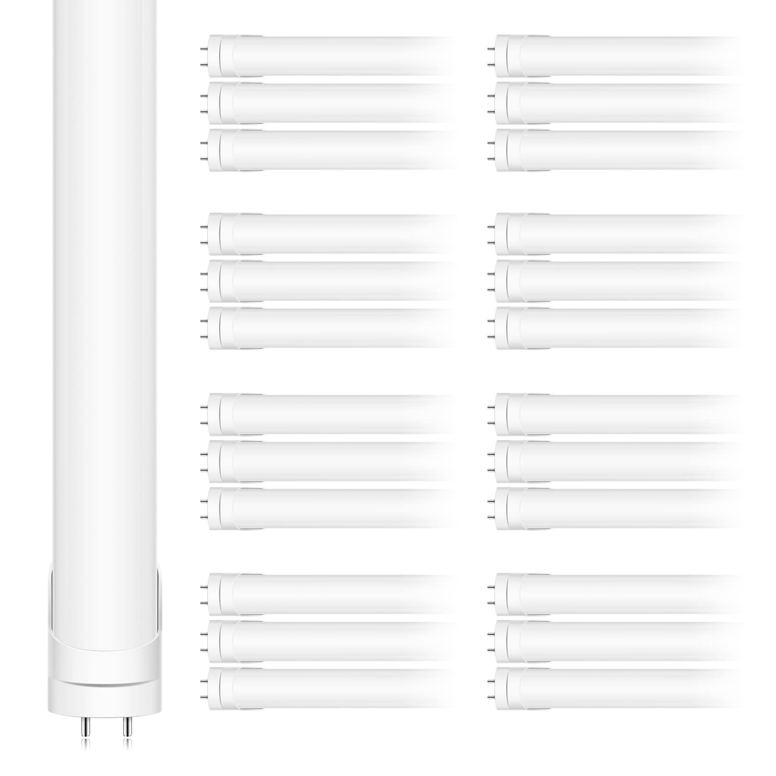 Marxlait 24 Pack T8 LED Bulbs 4FT, 5000K Daylight White, 40W Equivalent, Ballast Bypass, Dual Ended Powered LED Light Bulbs, LED Fluorescent Tube Replacement T8 T12, LED Shop Light Bulb, Non-dimmable