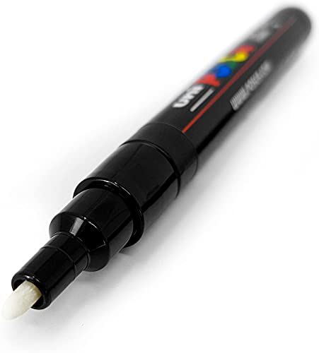 Posca - Ultra Fine to Fine Paint Marker Pens Set - PC-1MR, PC-1M, PC-3M - White Ink - Pack of 3