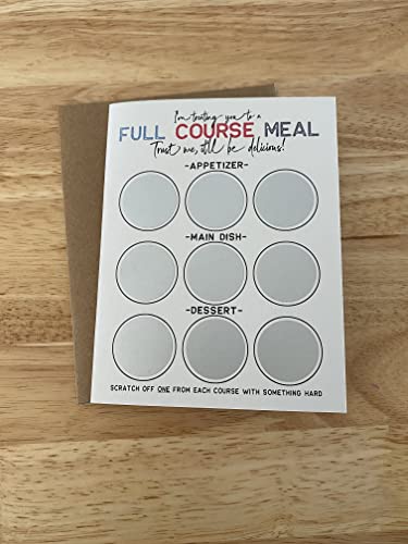 Naughty Scratch Off - FULL COURSE MEAL - Anniversary - Valentines - Birthday - Special Occasion - Folded A2 Card