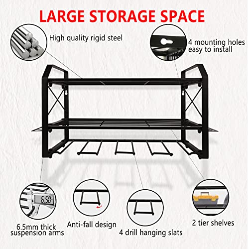 Power Tool Organizer and Storage for Garage Wall Mount Shelving, Pegboard Drill Holder Wall Hangers for Tools Control Accessories Yard Tool for Garage Perfect for Gift 16.5"D* 7.8"W* 9.6"H