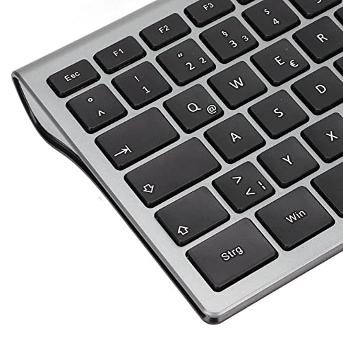 PUSOKEI Wireless Keyboard Mouse Combo, 2.4G Ergonomic USB Gaming Keyboard and Mouse, Full Size QWERTZ Keyboard and 1600dpi Compact Mouse, for Windows PC (German Layout)