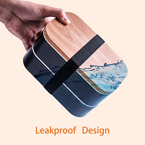 Uybieef Bento Box Adult Lunch Box with lunch bag,Japanese Lunch Box Containers for Adult,Bento lunch Box with Leakproof 54OZ Black