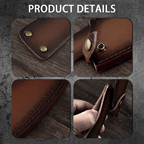 MiOYOOW Leather Knife Sheath, 8" Knife Head Sheath Kitchen Knife Protective Scabbard with Belt Loop for Camping BBQ Hunting