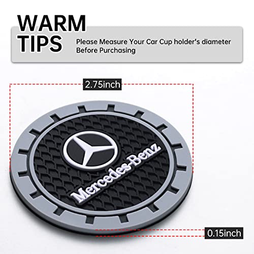 Tinemin Car Cup Coaster, 2PCS Universal Non-Slip Cup Holders, Compatible with Mercedes Benz Series Car Cup Holder Coasters,Car Drink Coaster Holder Accessory, Black