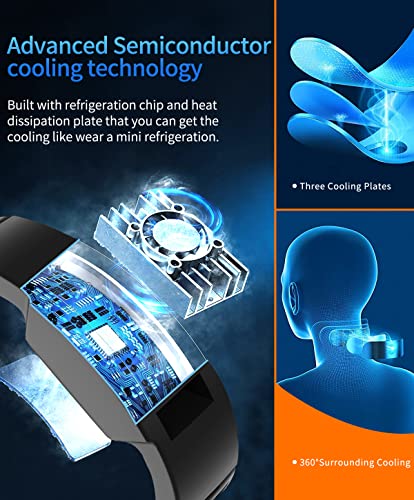 yahava Portable Air Conditioner Neck Fan 3 Cooling Plates Personal Fan Two 2 Speeds Angle Adjustable Fan with 10000mAh Power Bank