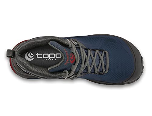 Topo Athletic Men's Trailventure Comfortable Cushioned Durable 5MM Drop Trail Running Shoes, Athletic Shoes for Speed Hiking, Navy/Red, Size 12