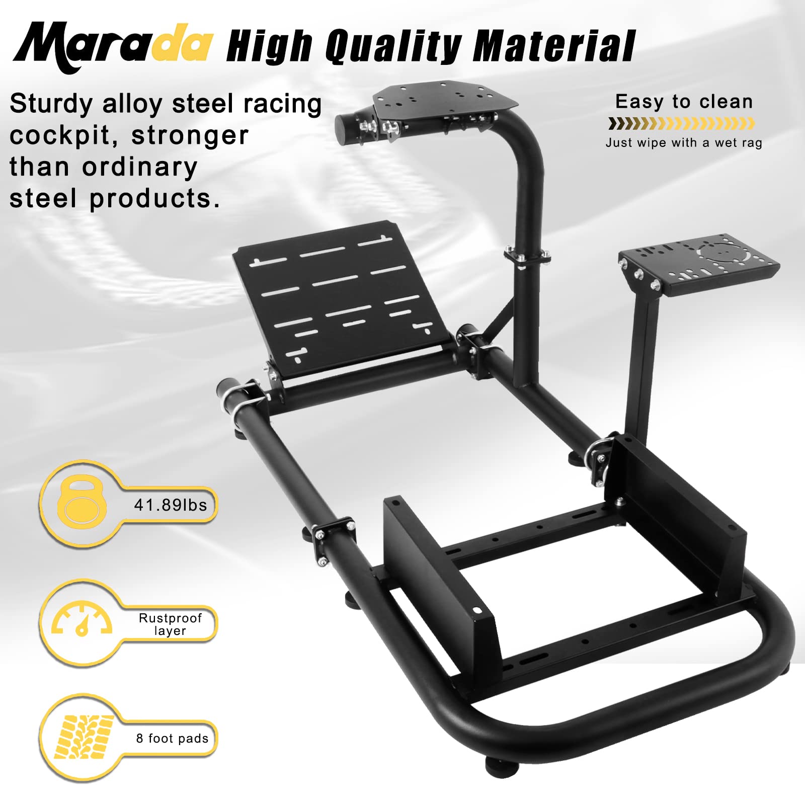Marada Sim Racing Simulator Cockpit Stable Frame Pro Upgrade Racing Wheel Stand Angle Adjustable Fit for Logitech G25 G27 G29 G920,Thrustmaster T80 T150,Fanatec Wheel, Pedals,and Shifter Not Include