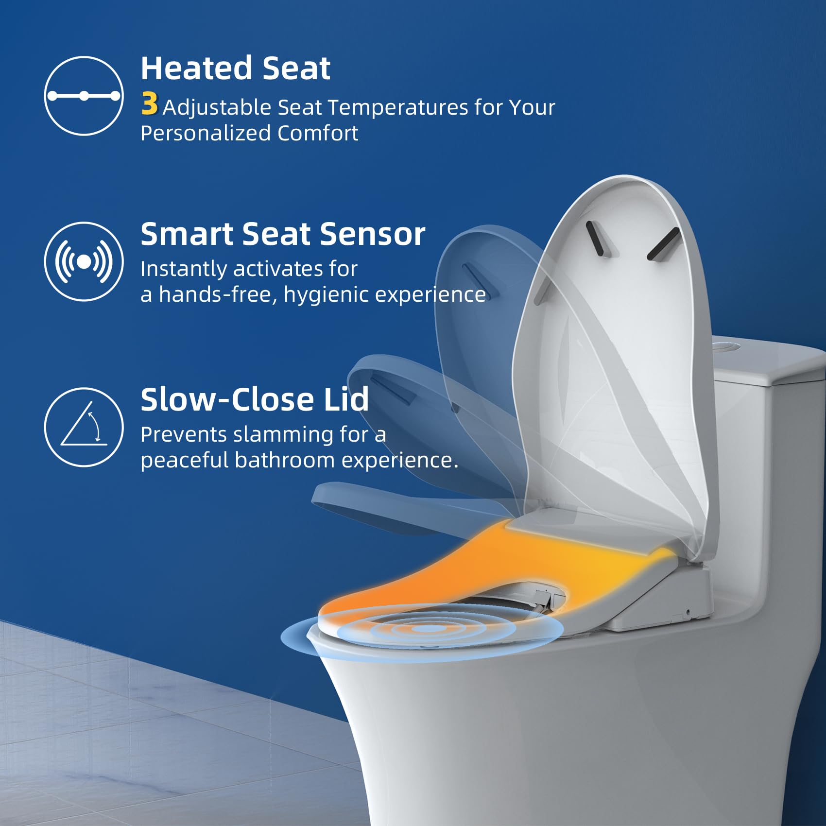 SmartWhale Electric Bidet Toilet Seat Elongated with SmartWhale Paper Holder Wall Mount