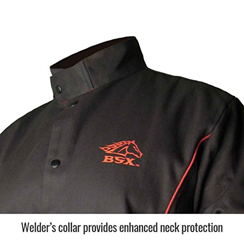 Revco BSX B9C 9oz. Black/Red Cotton Welding Jacket, Flame Resistant L