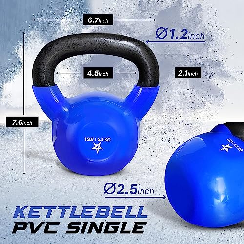 Yes4All Vinyl Coated Kettlebell Weights Set β Great for Full Body Workout and Strength Training β Vinyl Kettlebell 15 lbs