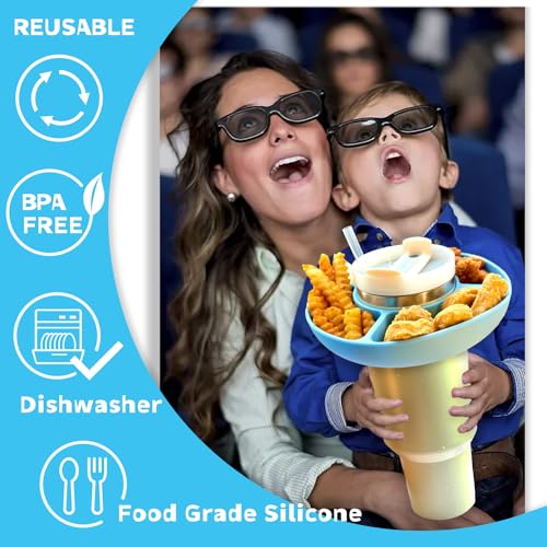 Snack Bowl For stanley Cup Accessories,For stanley 40 oz tumbler with handle,simple modern 40 oz tumbler Accessories,Snack Bowl Combo (blue)