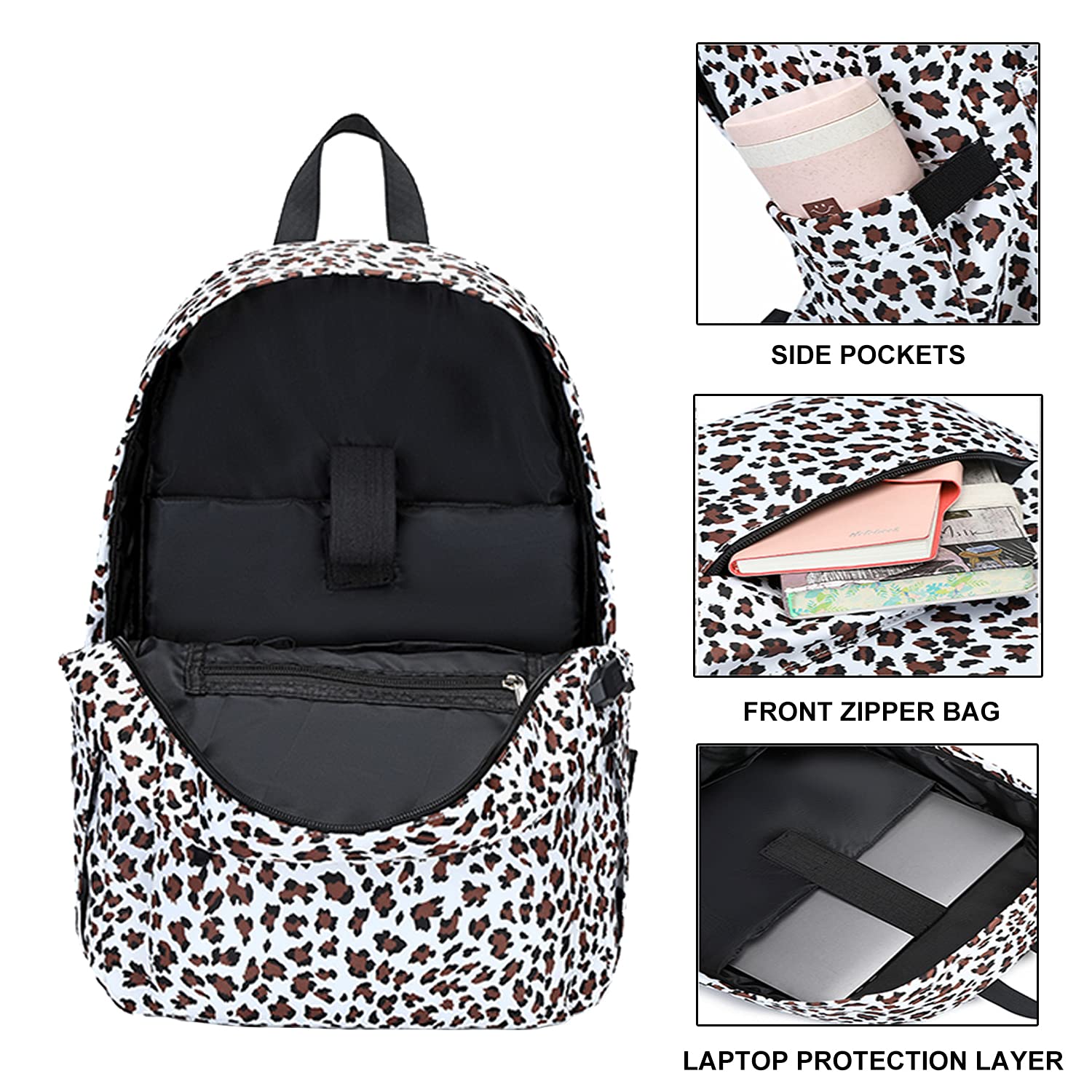 Teen Girls Backpack School Book Bag Set with Lunch Box and Pencil Case for ladies and women… Brown