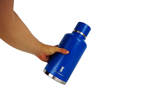 Large sport thermos water bottle with bag and Stainless Steel Lid,67.6OZ half gallon,Insulated water bottle,leak-proof,Metal Canteen ,Buttonwood 1pack (blue) 2000ML