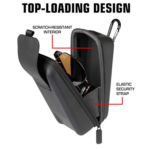 USA Gear Audio Glasses Case - Hard Glasses Case with Top Loading Design, Belt Loop, and Carabiner Compatible with Bose Alto Audio Sunglasses, Bose Rondo Bluetooth Glasses, and More Smart Glasses