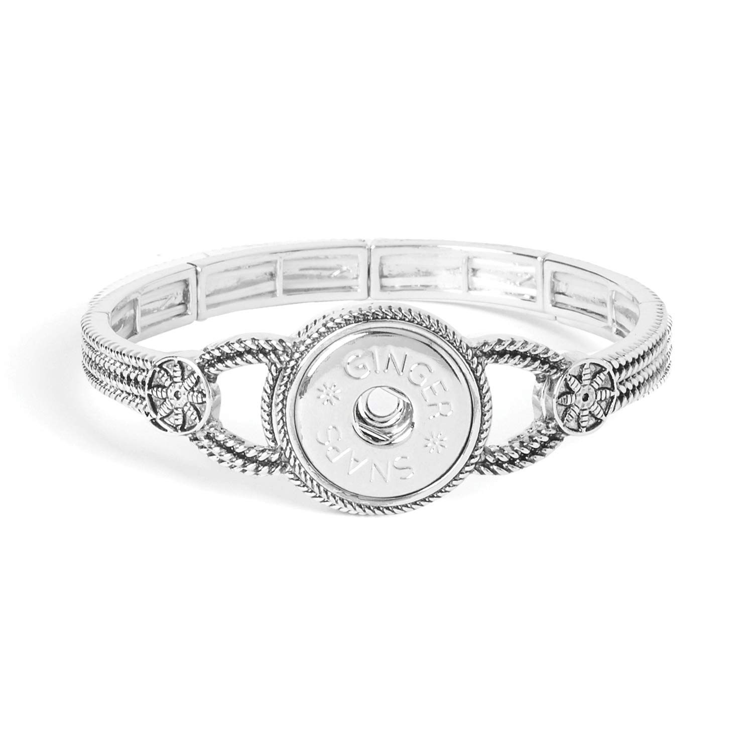 Ginger Snaps Stretch 1 Snap Bracelet | Interchangeable & Adjustable Snap Jewelry Collection | Choose Your Own Button Charms for Necklaces, Bracelets & Rings | Stretch | SN95-33 | Graduation Gift