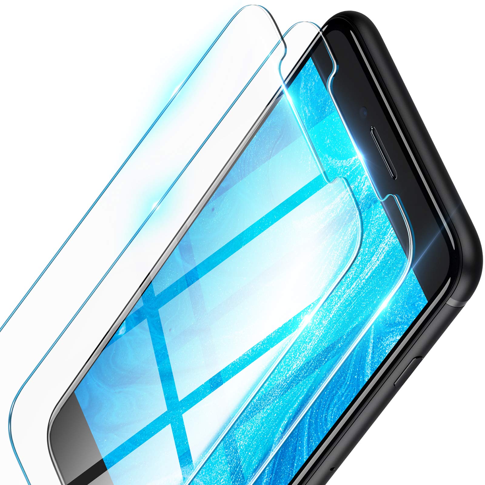 ORIbox Case Compatible with iPhone 7 Plus Case & Glass Screen Protector for iPhone 8 Plus,7 Plus,6S Plus,6 Plus (5.5 Inch) Tempered Glass Screen Protector,2-Pack Clear