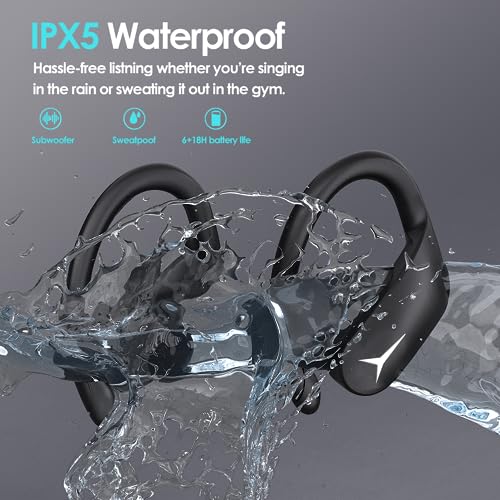 USBERG Bluetooth Headphones for Sports with Mic, IPX5 Waterproof Wireless Earbuds with Charging Box,Digital Display, 40Hrs Playtime Workout Headset with Hooks.