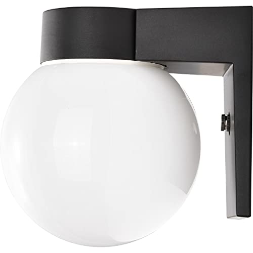 Nuvo Lighting SF77/140 Utility Fixture Die Cast Aluminum Durable Outdoor Wall Mount Porch and Patio Light with White Glass Globe, Black