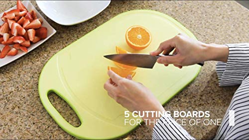 Kylermade (5 Layers) Multi-Layer Non-Slip Cutting Board, Innovative 5 layered construction, 5 Kitchen Chopping Boards for Price of 1, BPA Free, Non Porous, Dishwasher Safe, Juice Grooves (Blue)