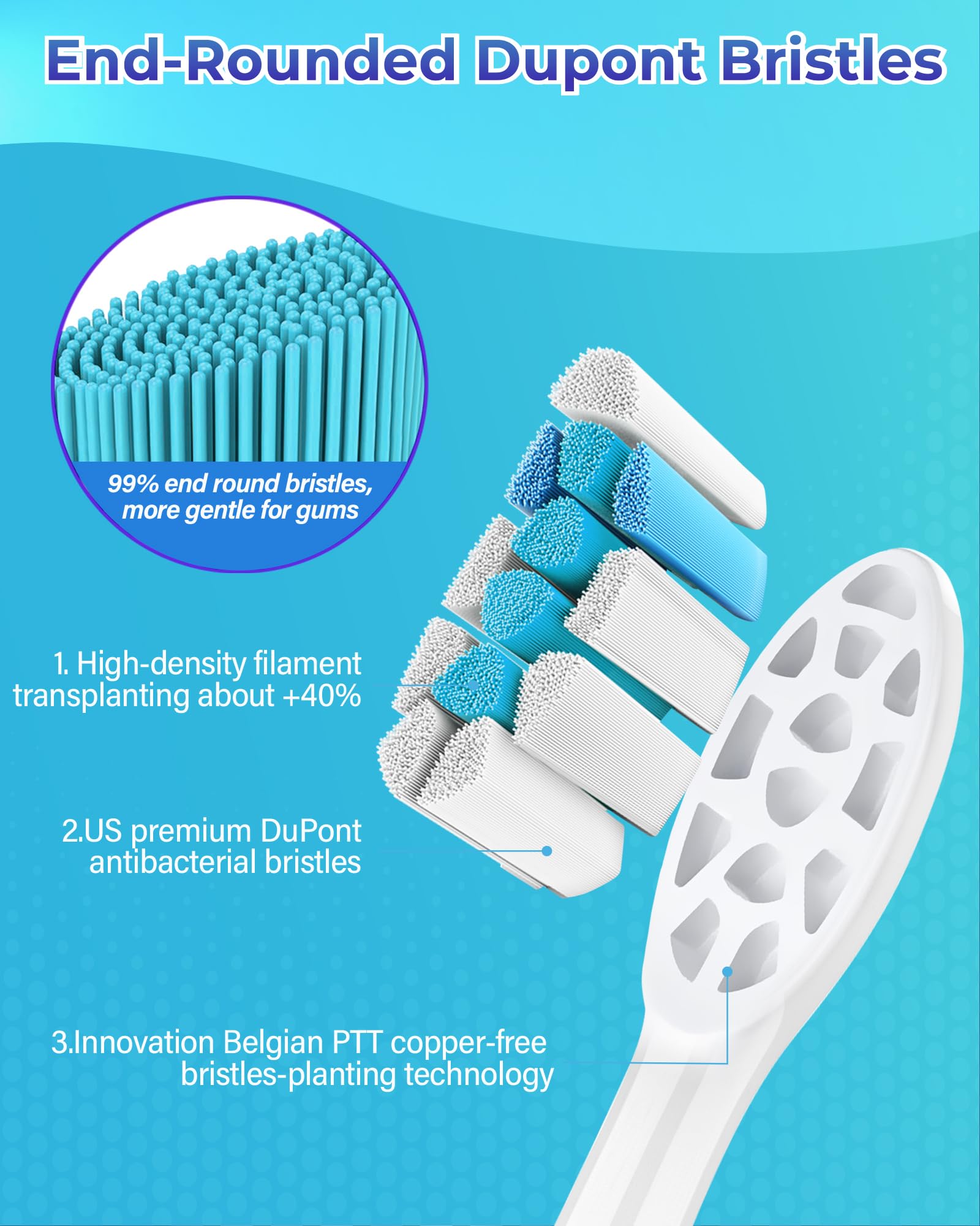 Replacement Toothbrush Heads for Philips Sonicare:8 Pack Soft Replacement Electric Brush Head Compatible with Phillips Sonicare Plaque Control Snap-on