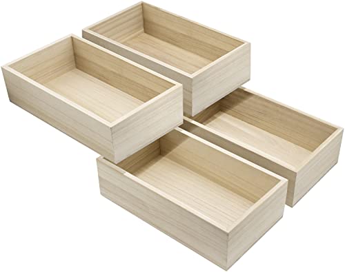 Sorbus Unfinished Wood Crates - Organizer Bins, Wooden Box for Pantry Organizer Storage, Closet, Arts & Crafts, Cabinet Organizers, Containers for Organizing (4 Pack)