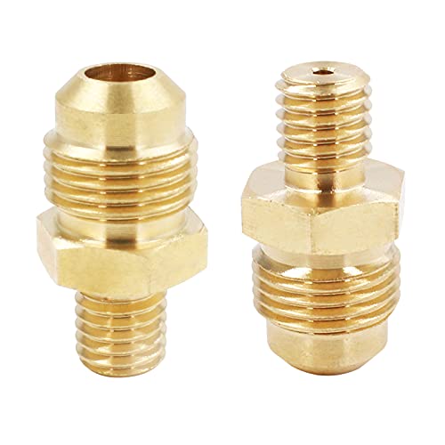 MENSI Brass Propane Gas Jet Nozzle Sprayer 1.96mm Orifice(0.0772") with 3/8" Male Flare and M10x1.5mm Thread for Burner Inlet for Fire Pits, 2 Pack