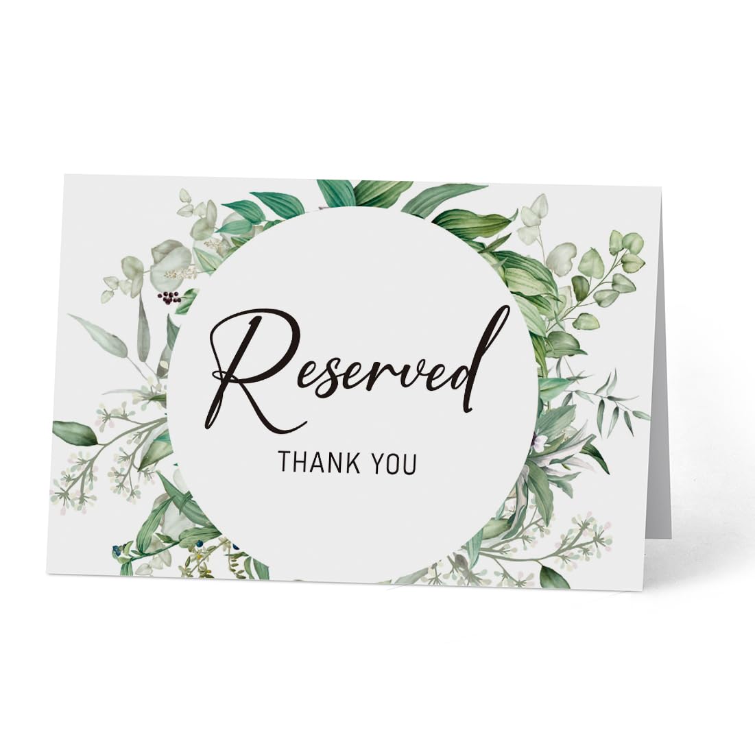 Reserved Table Signs(4x6 Inch, 20 PCS), Reserved Table Tent Card for Wedding, Double Sided Reserved Table Signs,Greenery Reserved Signs for Party Restaurant -YDC02