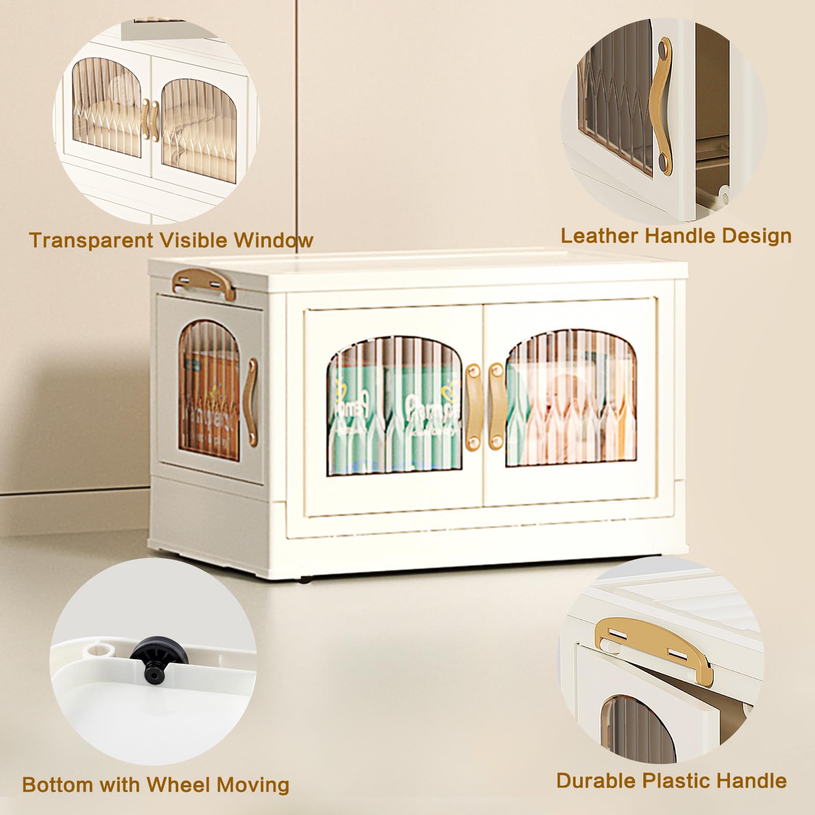 YARWAYER Storage Bins with Lids-Folding Storage Box with Doors,Plastic Storage Bins,Collapsible Storage Containers,Closet Organizers and Storage,1 Tier 15.4 Gal