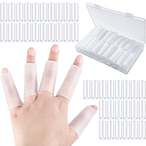 Treela 40 Pieces Gel Finger Sleeve Protectors Silicone Finger Sleeve for Thumb Trigger Finger Arthritis Silicone Finger Tubes for Preventing Bruised Cracking Hand Eczema Practising Golf