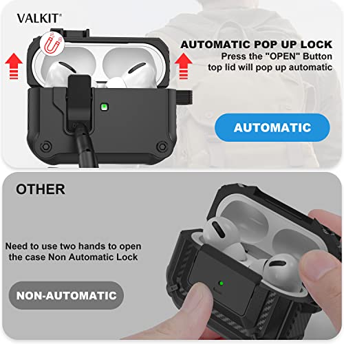 Valkit Compatible Airpods Pro 2nd Generation Case Cover with Lock for Men Women, Military Cool Air Pod Pro 2 Case with Keychain Shockproof iPod Pro 2 Protective Skin for AirPods Pro 2nd Gen 2022/2023