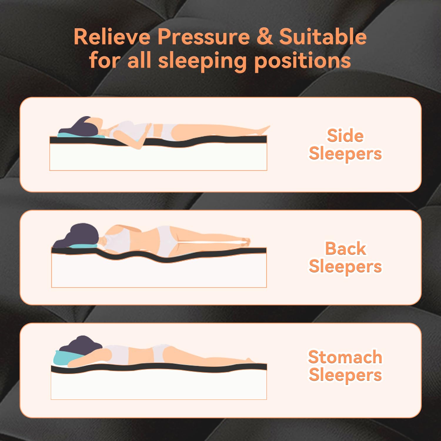 Twin XL Size Mattress Topper for Back Pain, Thick Mattress Pad Cover, White Protector Cover for College Dorm Room Essentials(Twin XL Size, White)