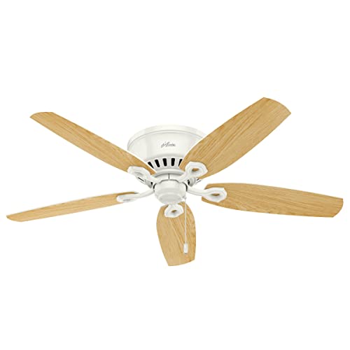 Hunter Fan Company Indoor 53326 52" Builder Low Profile Ceiling Fan with Light, Snow White Finish