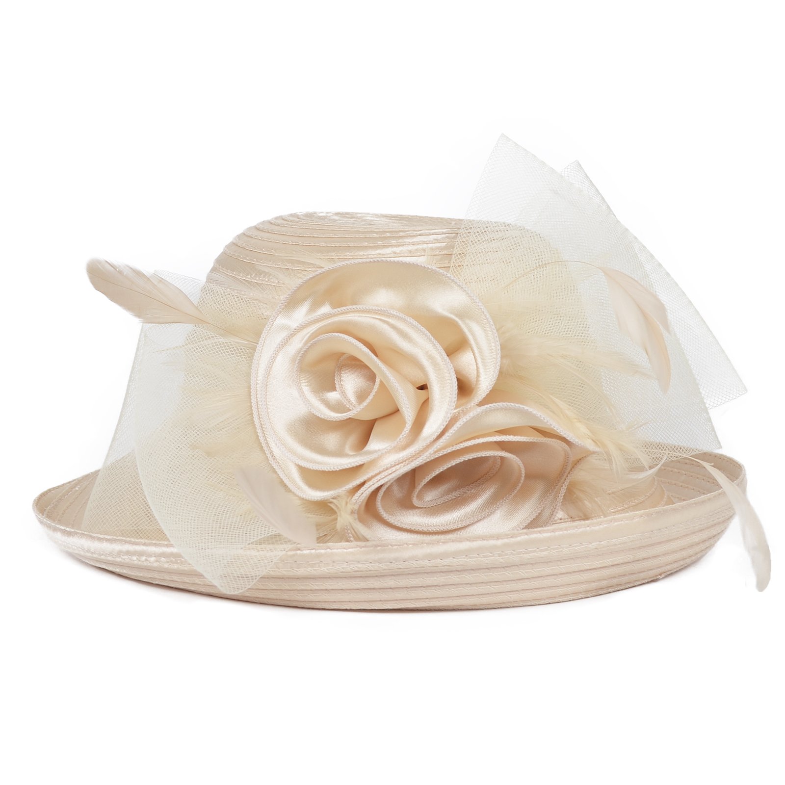 Original One Women's Classic Cloche Church Hat for Derby Day Kentucky Horse Racing (White)