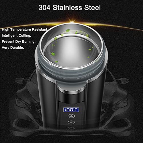 TOTMOX Car Heating Cup, Intelligent Temperature Control LCD Digital Display 450ml/15oz, Insulated Travel Coffee Mug Double Wall Vacuum Insulated Tumbler for Coffee, Tea & Drinks