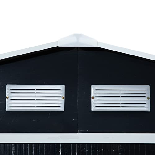 Outsunny 9' x 6' Outdoor Storage Shed, Garden Tool House with Foundation, 4 Vents and 2 Easy Sliding Doors for Backyard, Patio, Garage, Lawn, Dark Gray