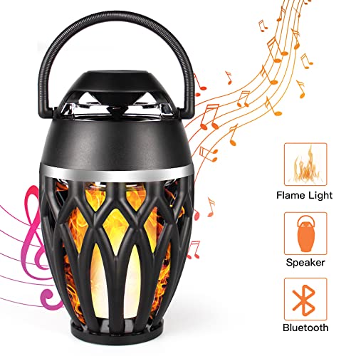 Vanten Outdoor Bluetooth Speakers, Bluetooth 5.0 Led Flame Speaker, IPX5 Waterproof Flame Torch Atmosphere Speaker, Patio Speakers Gifts for Men Women, Decorations for Party Garden Home
