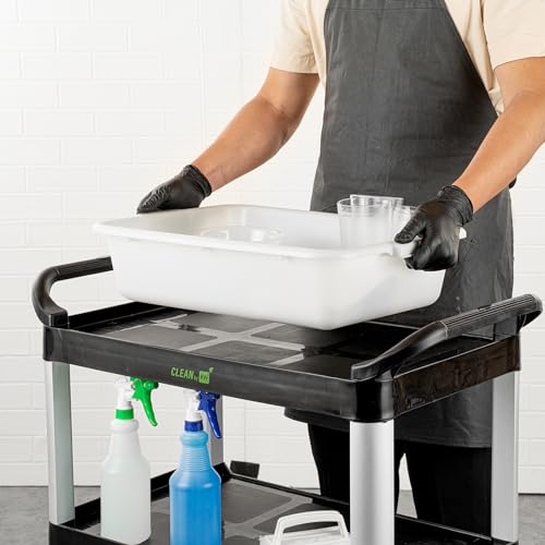 Restaurantware TUB ONLY: RW Clean 20 x 15 x 5 Inch Kitchen Bus Tub 1 Durable Bus Utility Box - Easy-Grip Handles Freezable White Plastic Bus Box For Restaurants Or Catering Services