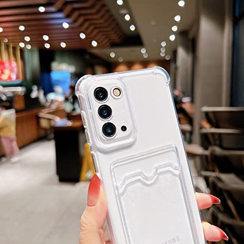 Tuokiou Compatible with Samsung Galaxy S20 Phone Case,Camera Lens Protection Card Holder Soft Shockproof Wallet Case for Galaxy S20 Case 6.2 Inch (Clear)