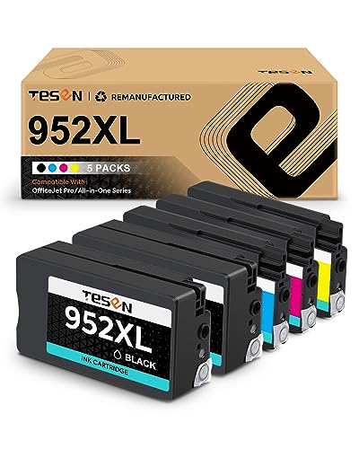 TESEN Remanufactured 952 XL Ink Cartridge Replacement for HP 952XL Ink for HP Office Jet Pro 8710 8720 8715 8740 7740 7720 8730 8210 8726 8727 8728 8745 8746 8747Printer 5 Pack Color Upgrade Version