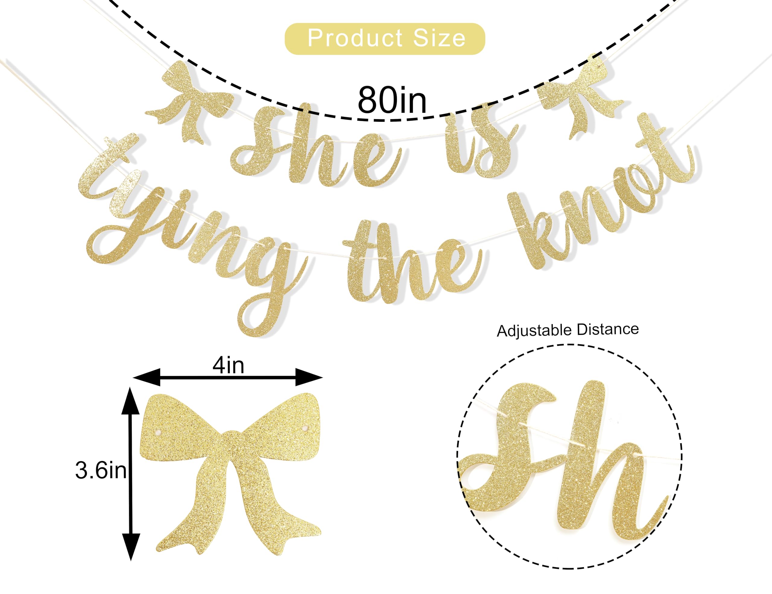 She is Tying The Knot Banner - Bridal Shower Banner Wedding Banner, Engagement Wedding Decorations, Wedding Theme Party Decoration Gold Glitter, Bridal Shower Photo Props