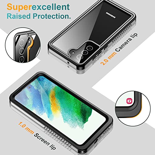 Temdan Samsung Galaxy S21 FE Waterproof Case, Slim Fit, Heavy Duty Protection, 6.4-inch Screen Protector - Black