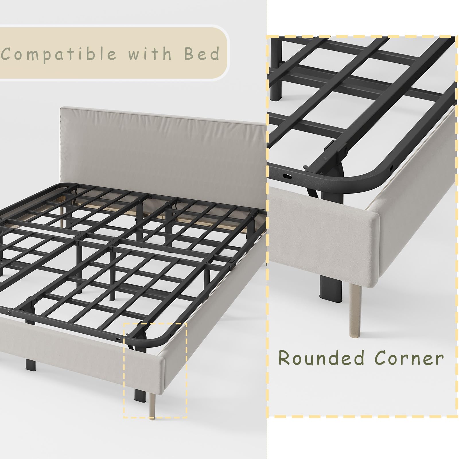 RestVille Collapsible Queen Bed Frame Heavy Duty Steel Slat Construction 16 Inch High No Box Spring Needed Easy Assembly Noise-Free Black